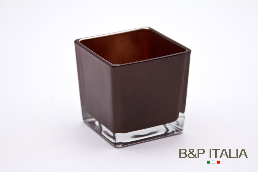 Store B&P Italia. Vaso CUBO in vetro marrone 8cm